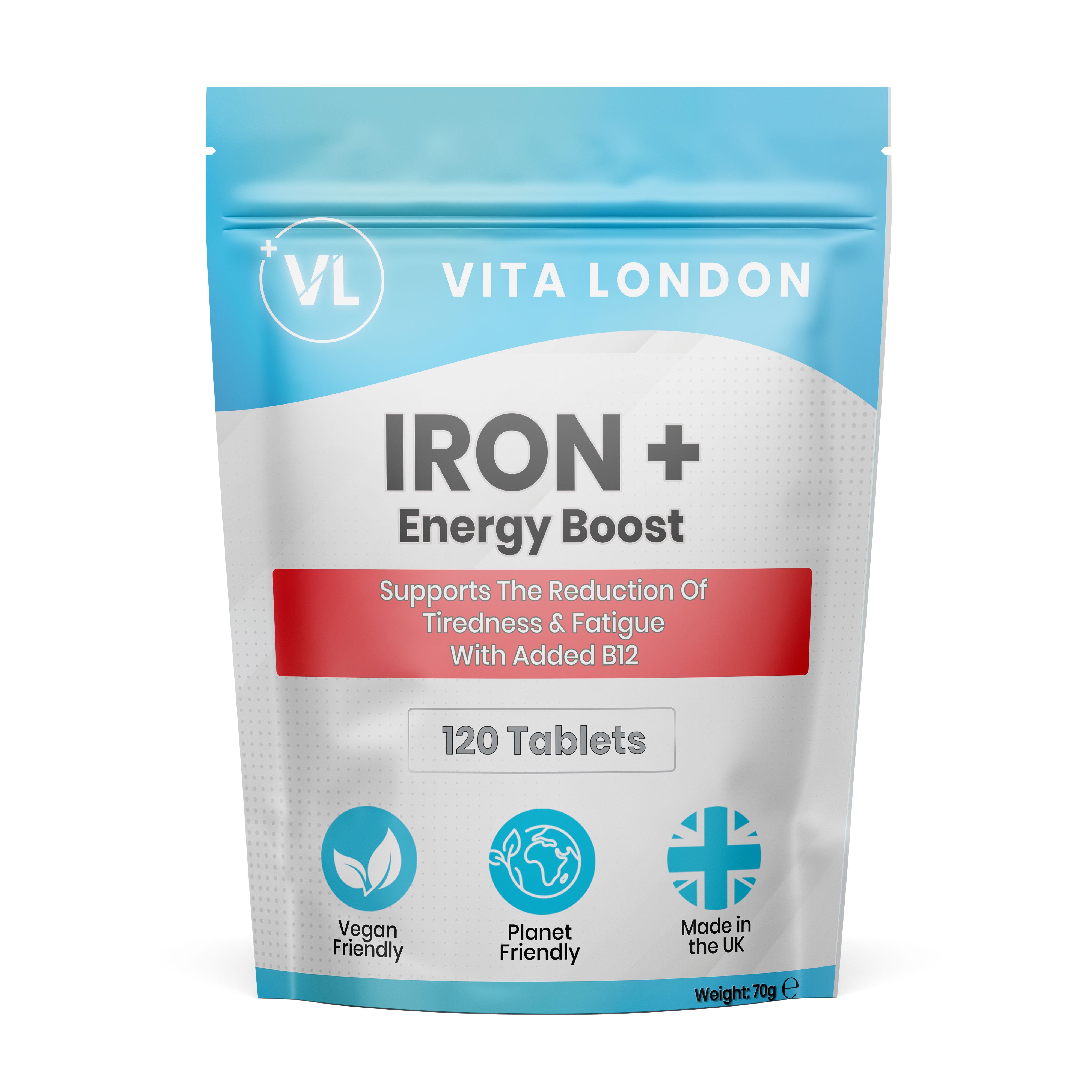 Iron + Energy Boost Tablets | with added Vitamin B12 – vitalondon